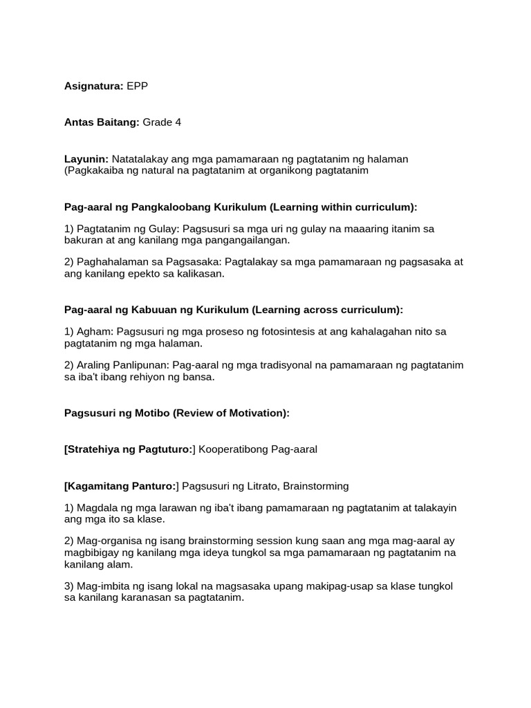 EPP Lesson Plan | PDF