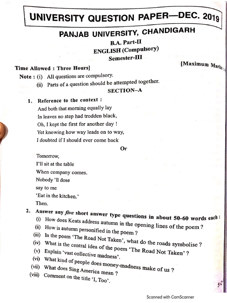 Sample Question Paper | PDF