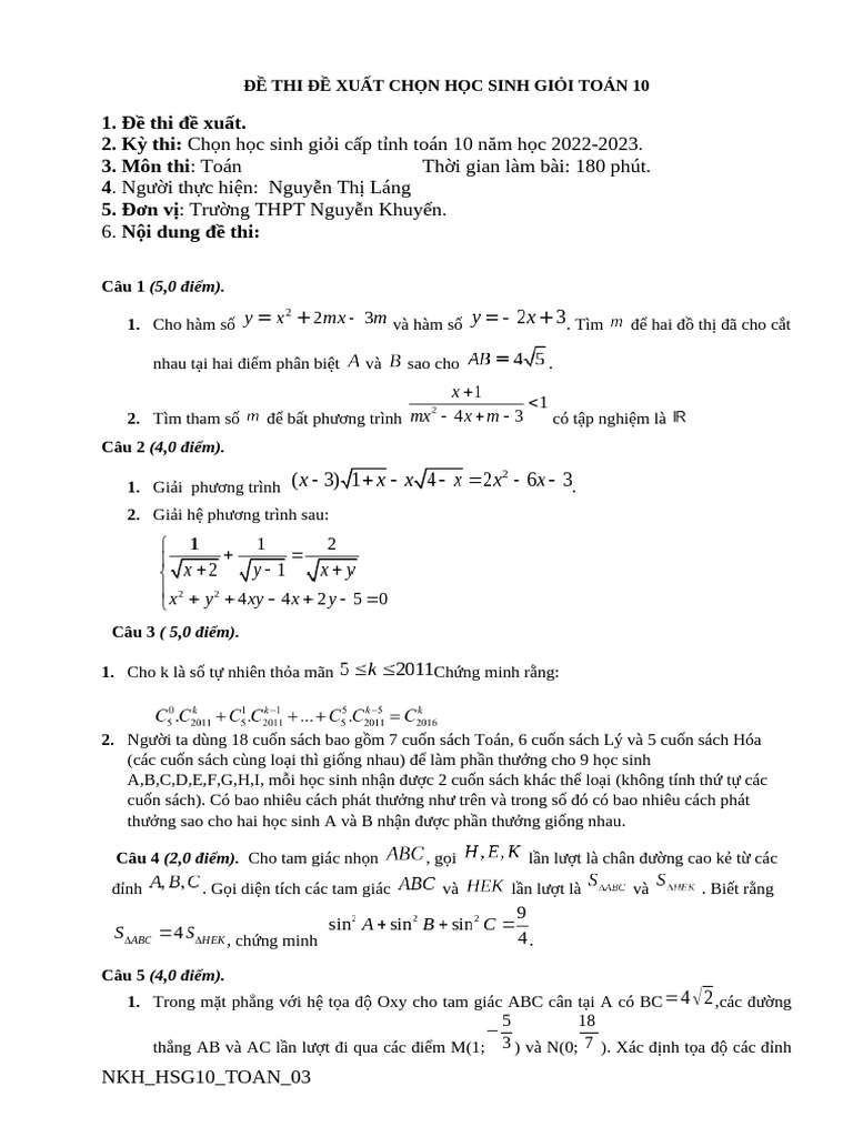 #60NKH HSG10 Toan 03 | PDF