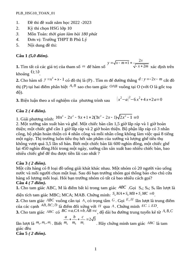 #64PLB HSG10 Toan 01 | PDF