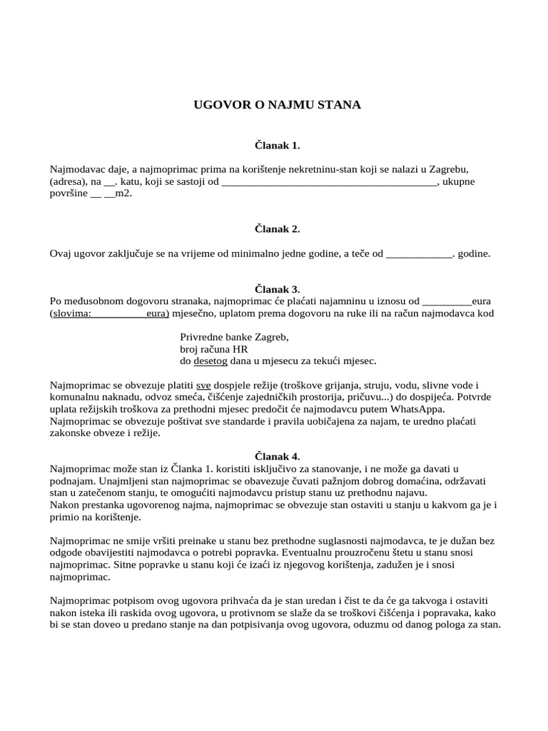 Ugovor o Najmu | PDF