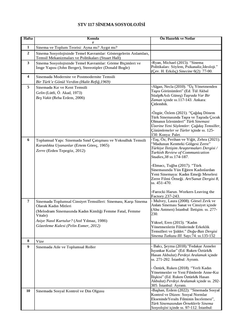 STV 117 Si̇nema Sosyoloji̇si̇ | PDF