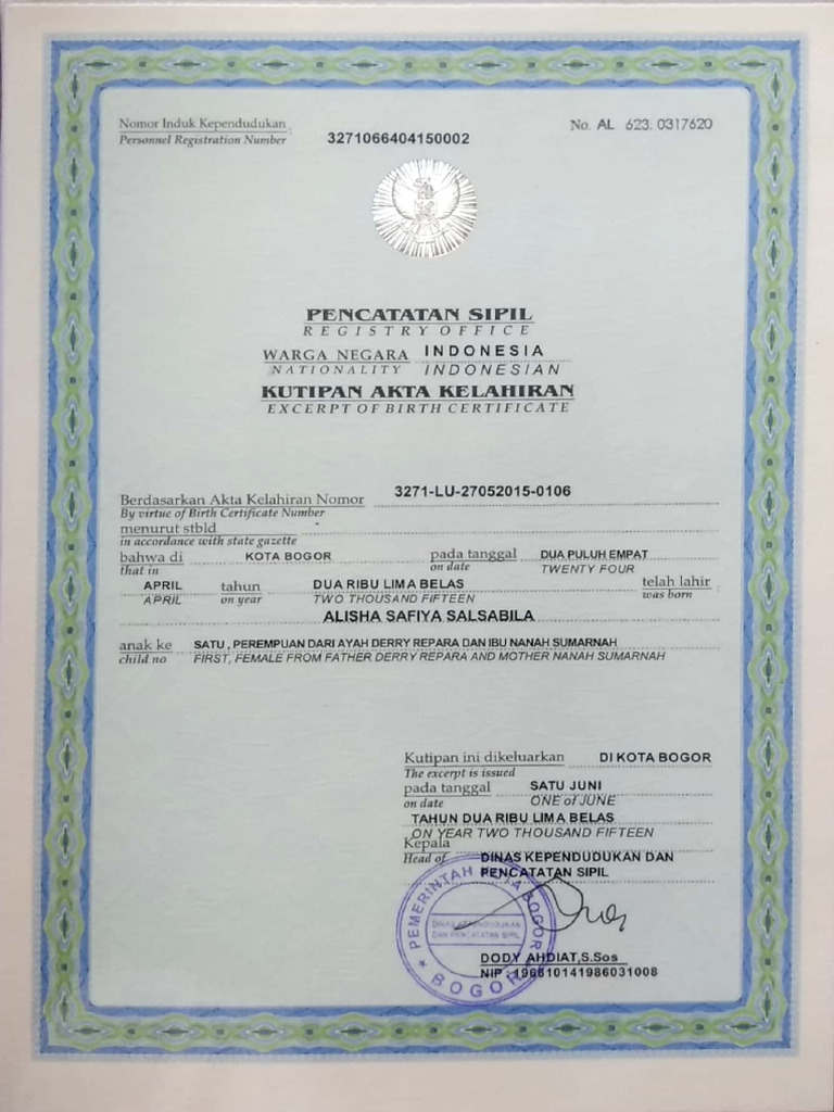 Akta Lahir Alisha | PDF