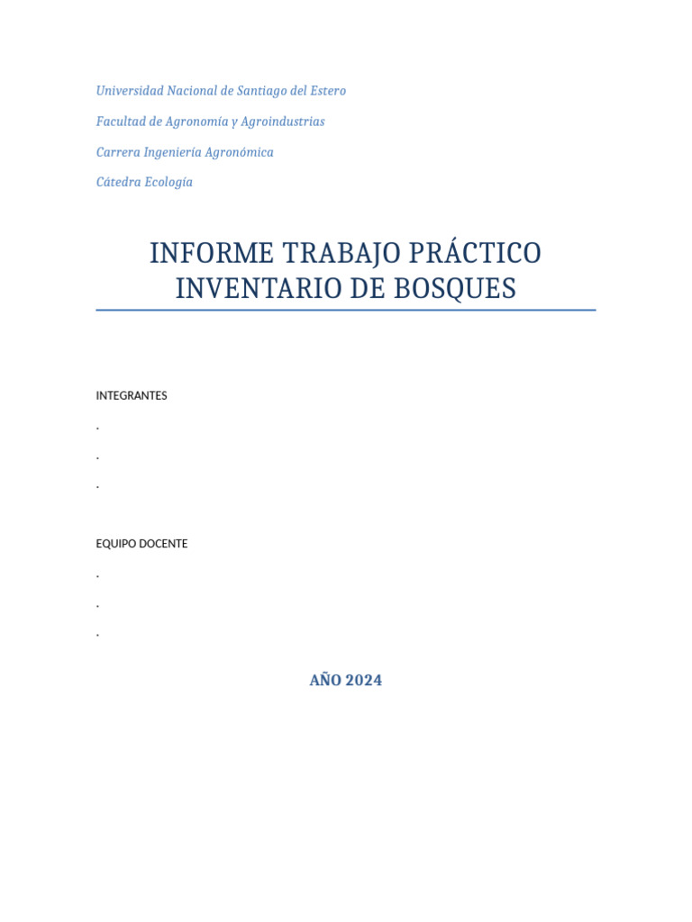 Modelo de Informe TP5 Ecologia 2024 | PDF | Arboles | Plantas