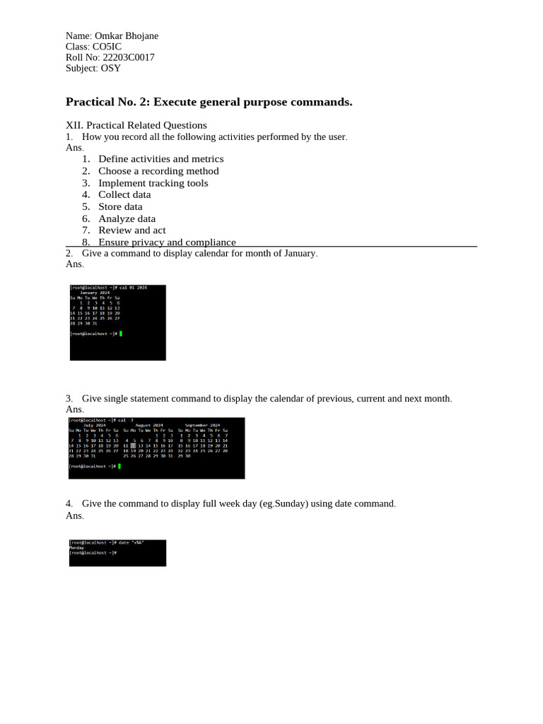 OSY Practical 2: Command Execution Guide | PDF