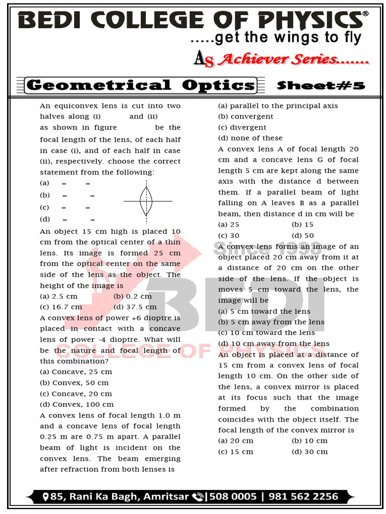 Geometrical Optics, Sheet-5 | PDF | Glass Engineering And Science ...