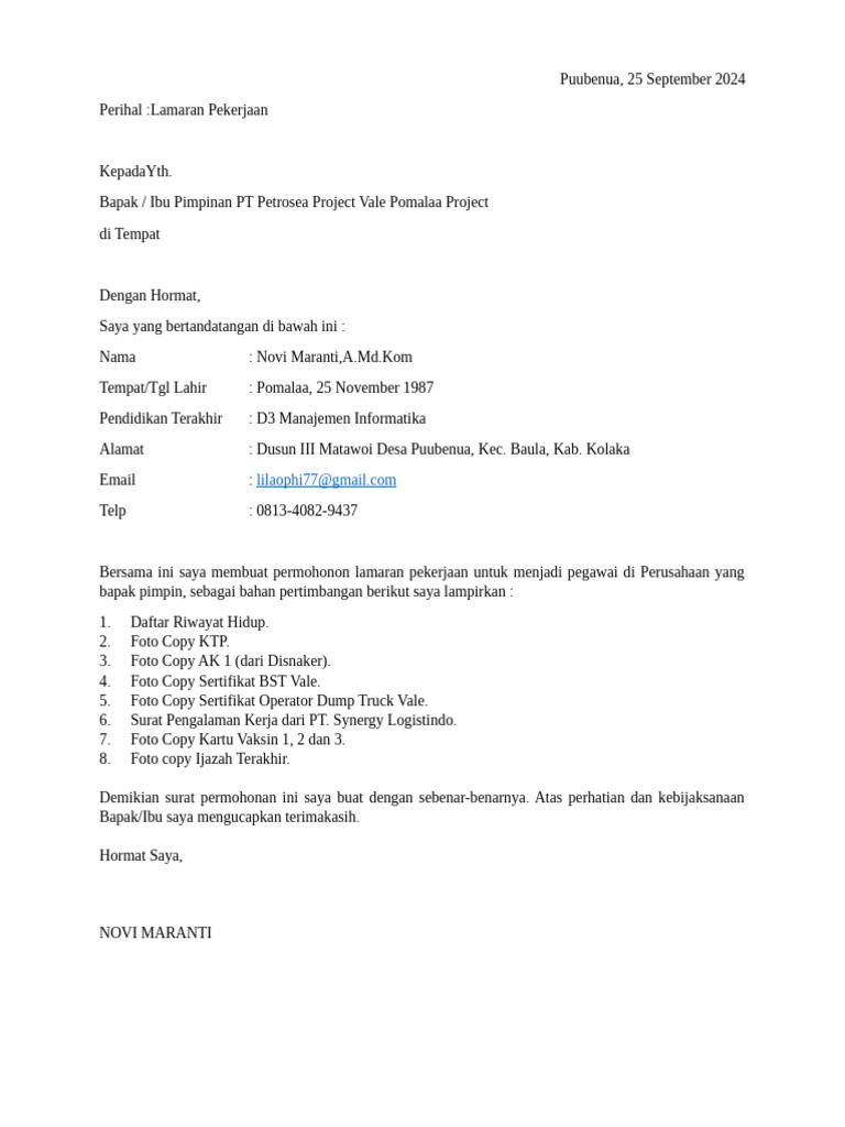 Surat Lamaran | PDF | Karier & Perkembangan | Bisnis