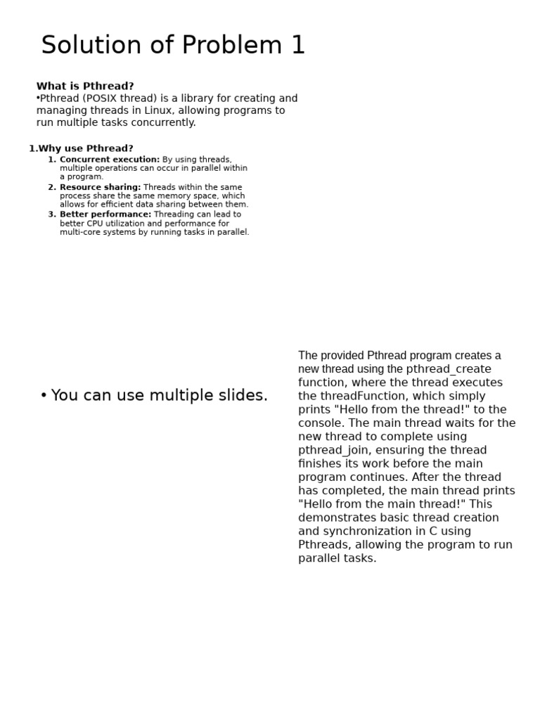 Solution of Problem 1: What Is Pthread? | PDF | Computers