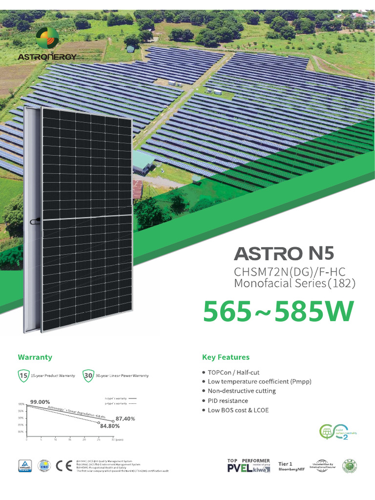 5 - Datasheet - 144 Celulas N-Type 30MM 570W Astronergy | PDF