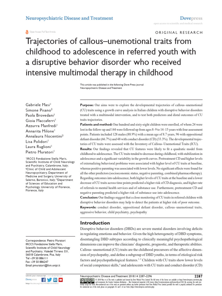 Trajectories of Callous-Unemotional Traits From Childhood To ...