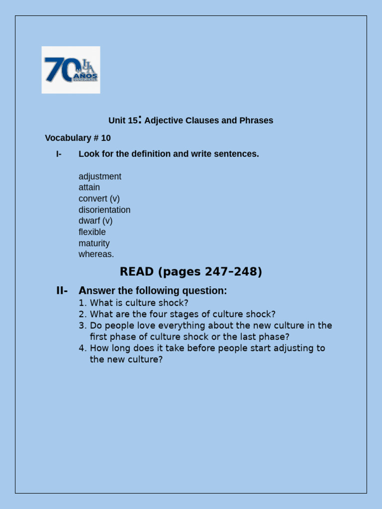 Unit 15 Reading Comprehension | PDF