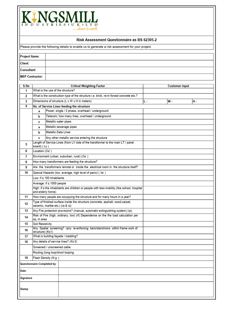 Risk Assessment Questionnaire-2023 | PDF | Electricity | Electrical ...