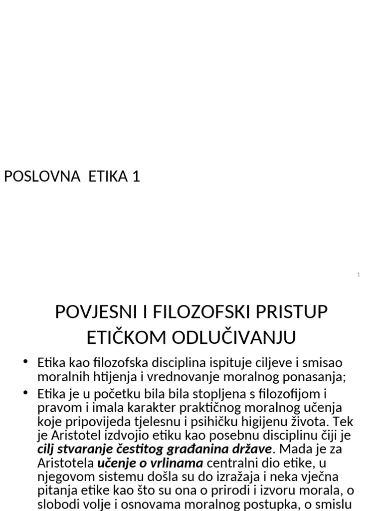 Poslovna Etika 1 | PDF