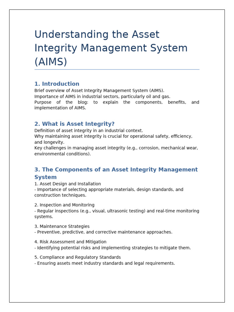 Asset Integrity Management System Blog Outline | PDF | Internet Of ...