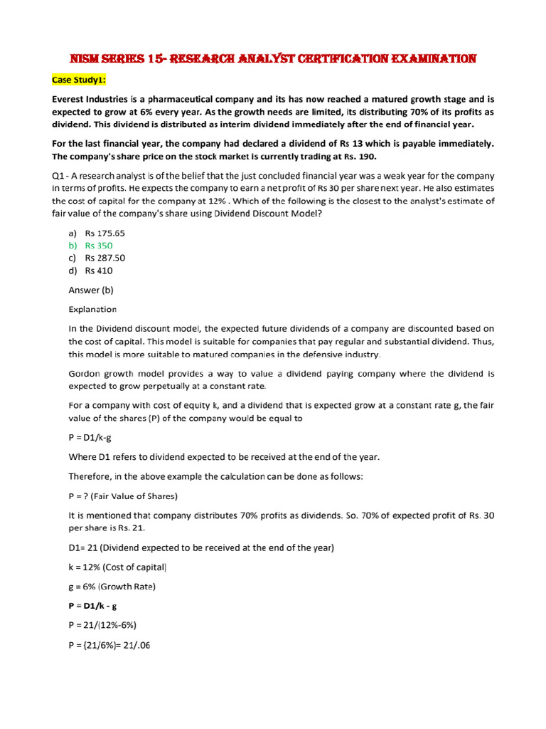 Research Analyst Practice Case Studiessolved 1600 PDF Gdrive Vip | PDF