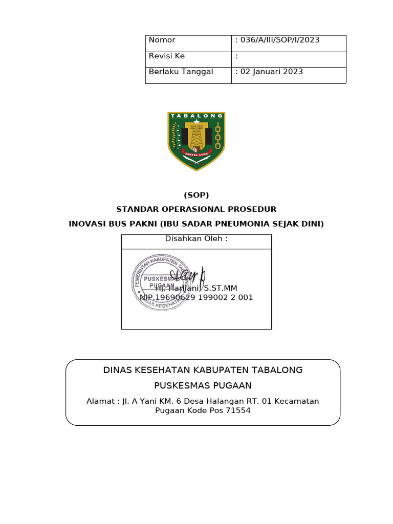 SOP Inovasi Bus Pakni Deteksi Pneumonia | PDF | Kesehatan Holistik ...