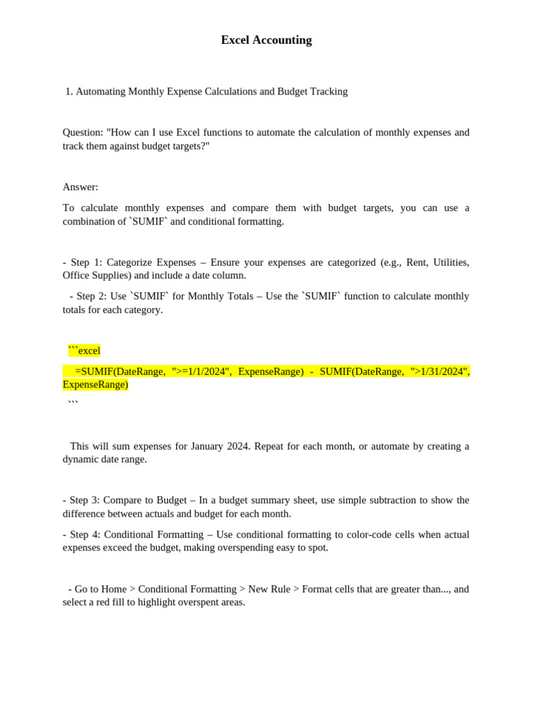 Excel Accounting | PDF | Microsoft Excel | Expense