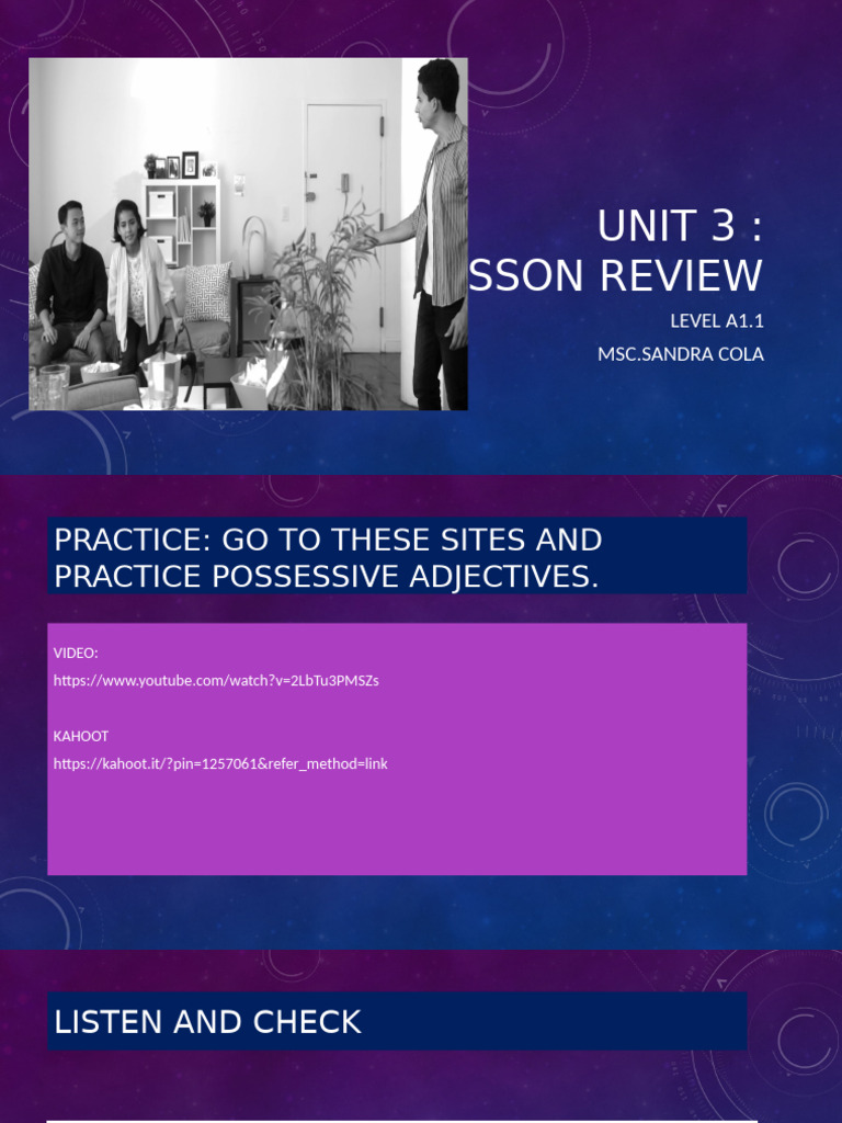 A1.1 Lesson Review: Possessive Adjectives | PDF | Foreign Language Studies