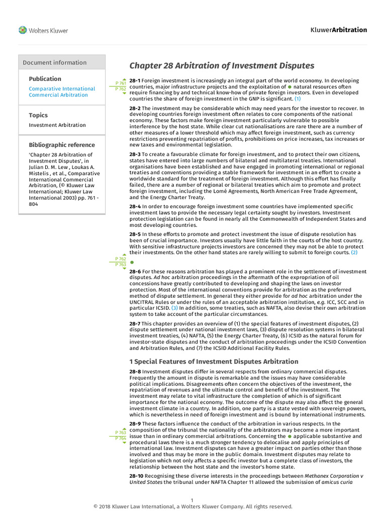 Investment Disputes Arbitration Overview | PDF | Arbitration | Treaty