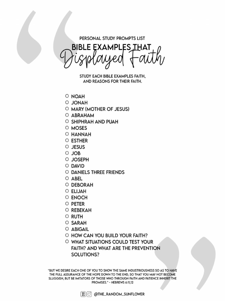 Bible Examples That Displayed Faith | PDF
