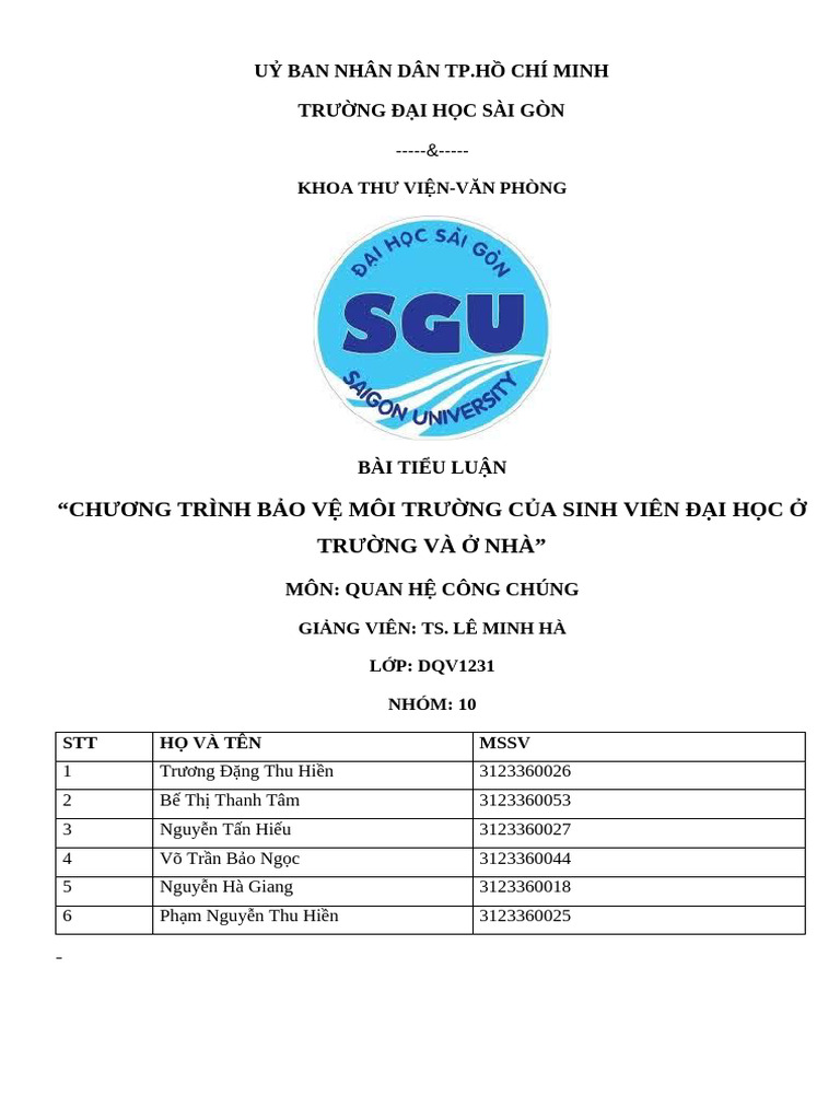 Qhcc-Tiểu Luận-Nhóm 10 | PDF