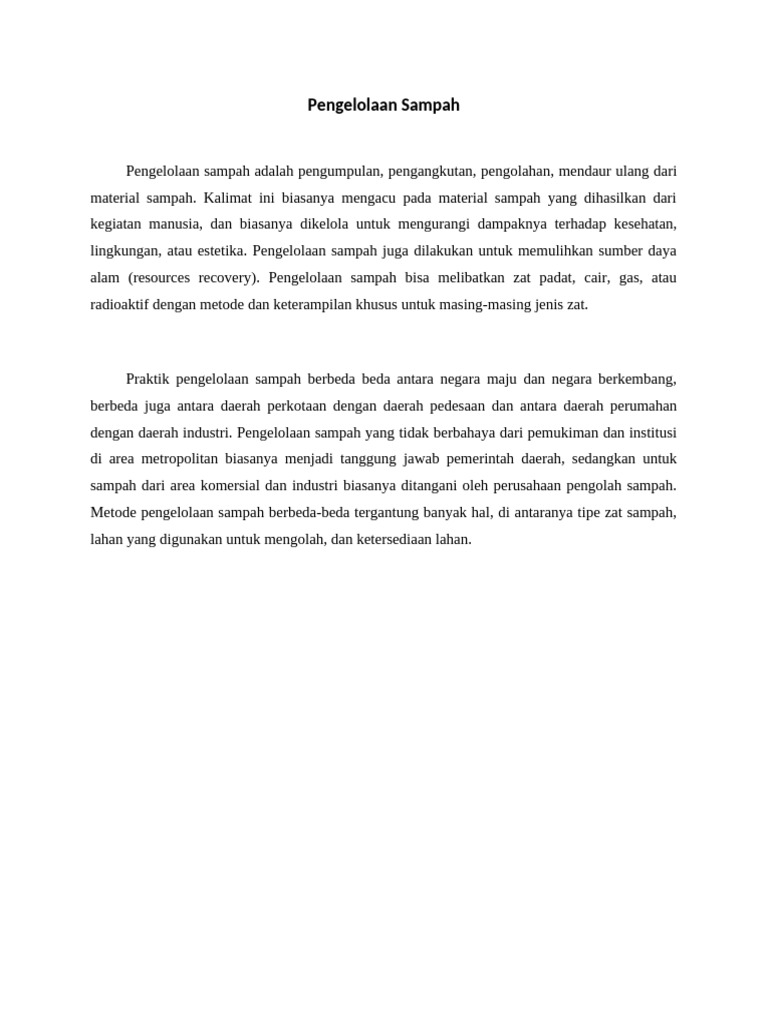 Pengelolaan Sampah | PDF