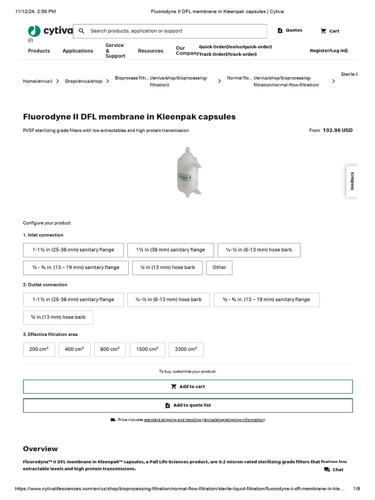 Fluorodyne II DFL Membrane in Kleenpak Capsules - Cytiva | PDF ...