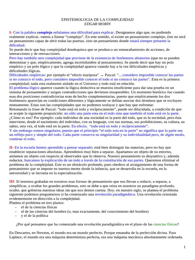 Paradigma - de - La - Complejidad - Edgar - Morin | PDF | Pensamiento | Percepción