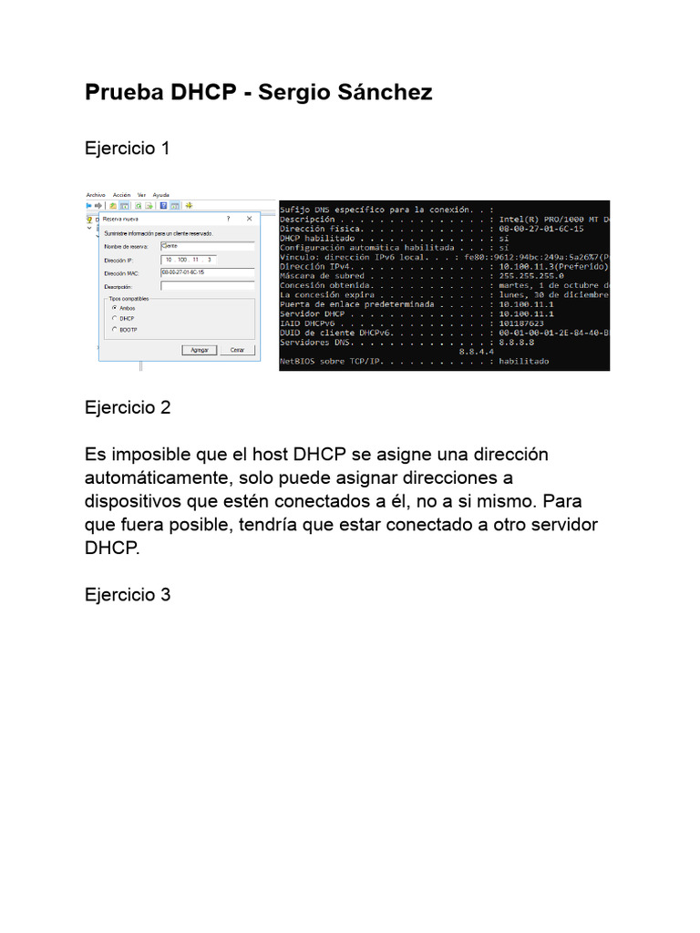Prueba DHCP - Sergio Sánchez | PDF