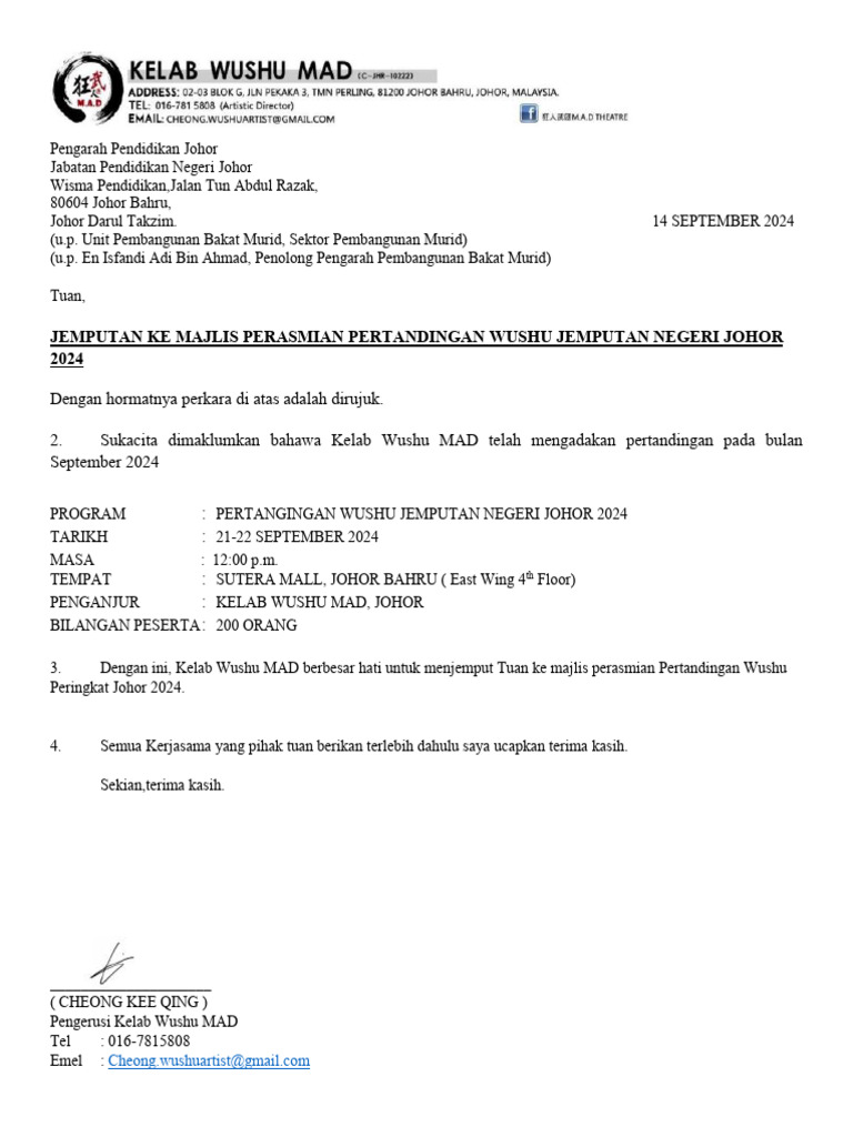 Surat Jemputan Ke Majlis Perasmian | PDF