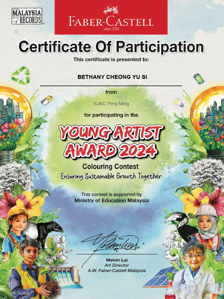 E-Certificate of Participation Young Artist Award 2024 - Students ...