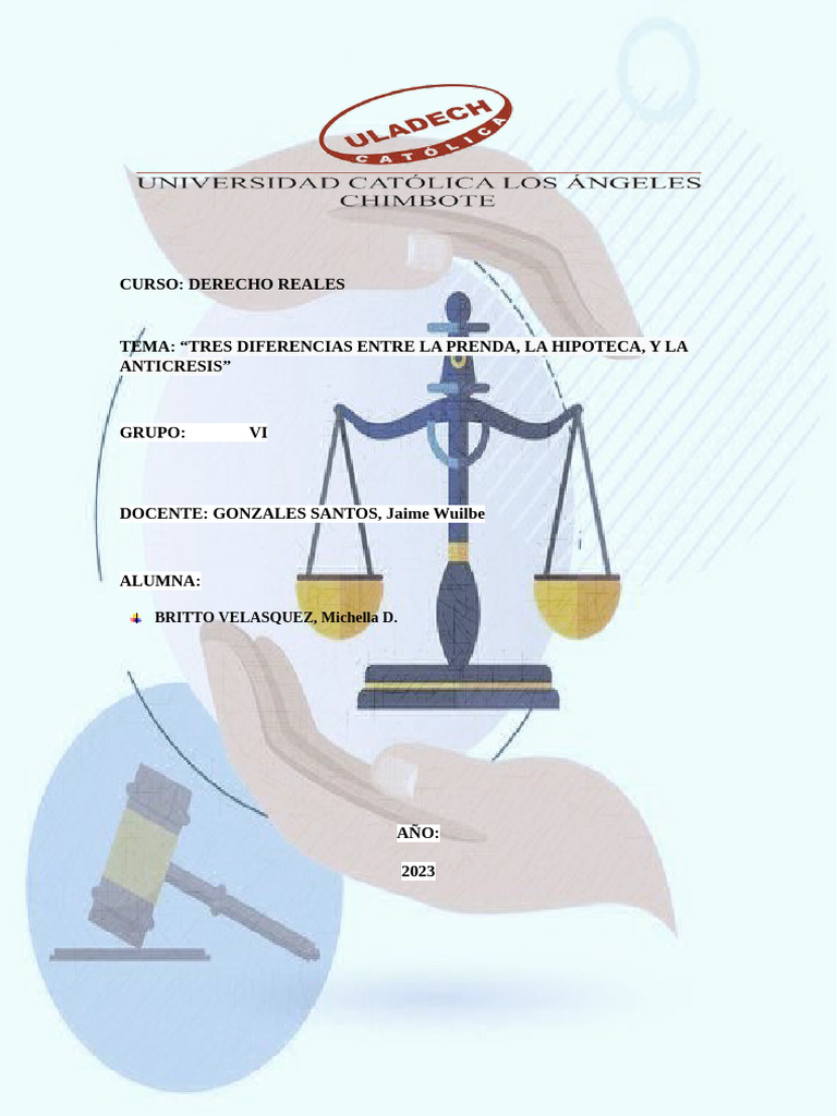Tres Diferencias Entre La Prenda La Hipoteca y La Anticresis | PDF ...