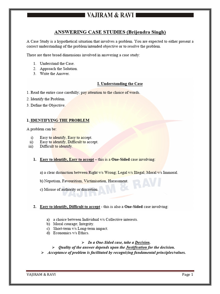 Microsoft Word - 3. Case Studies Student Handout | PDF | Courage | Morality