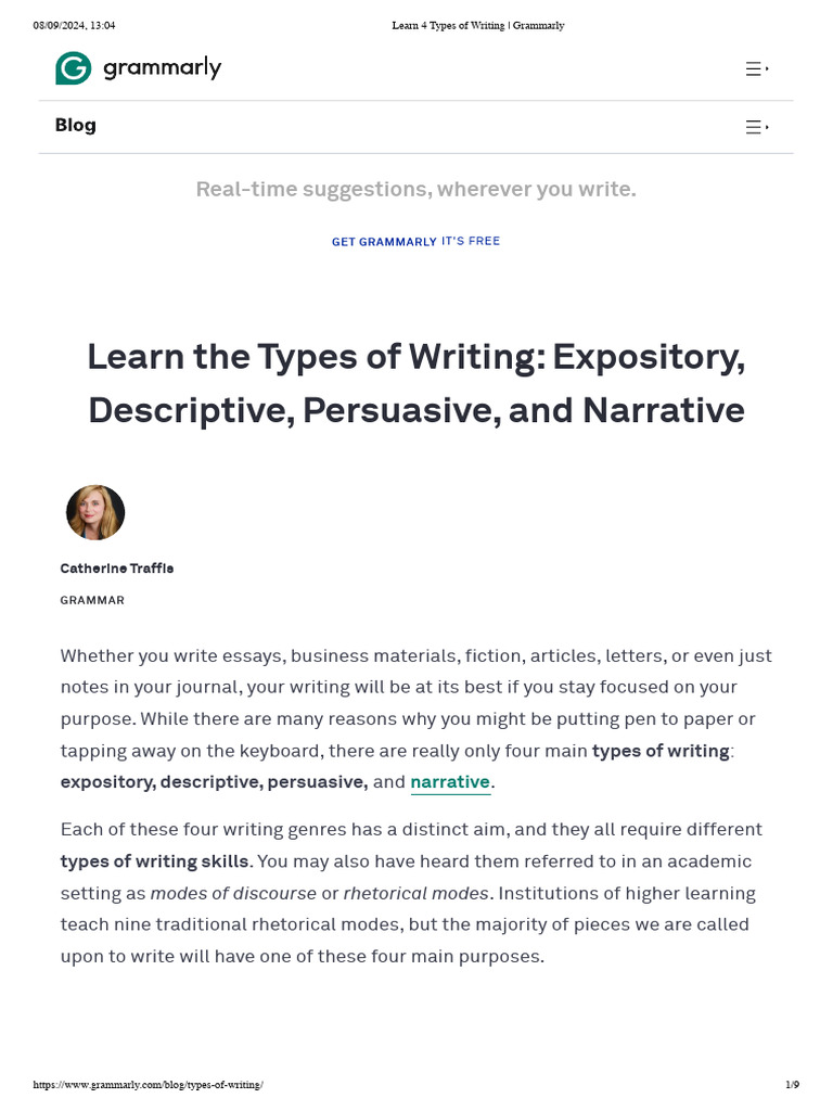 Learn 4 Types of Writing | PDF | Human Communication | Writing