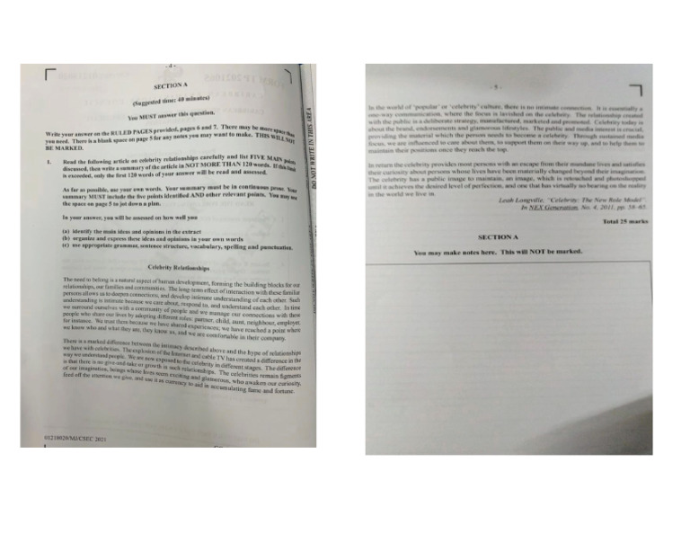 Microsoft Word - CSEC ENG A P2 2021 | PDF