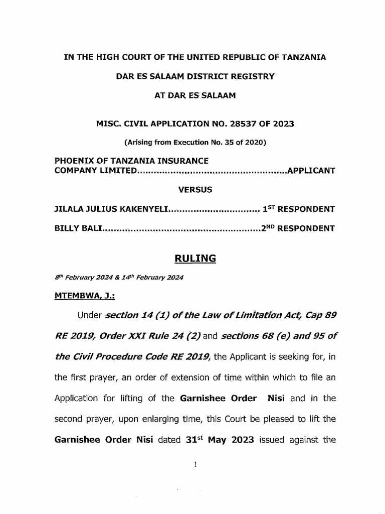 Ruling on Garnishee Order Nisi Appeal | PDF | Appeal | Judgment (Law)