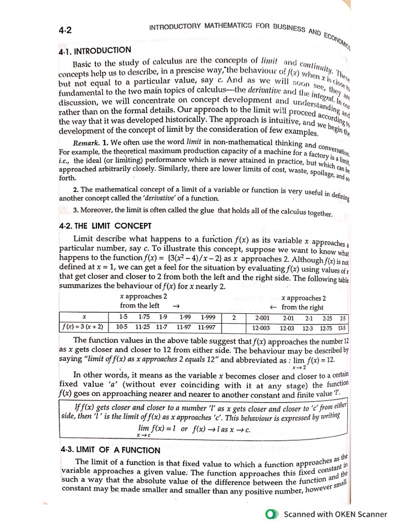 Optimization Chapter 2 Limits & Continuity | PDF