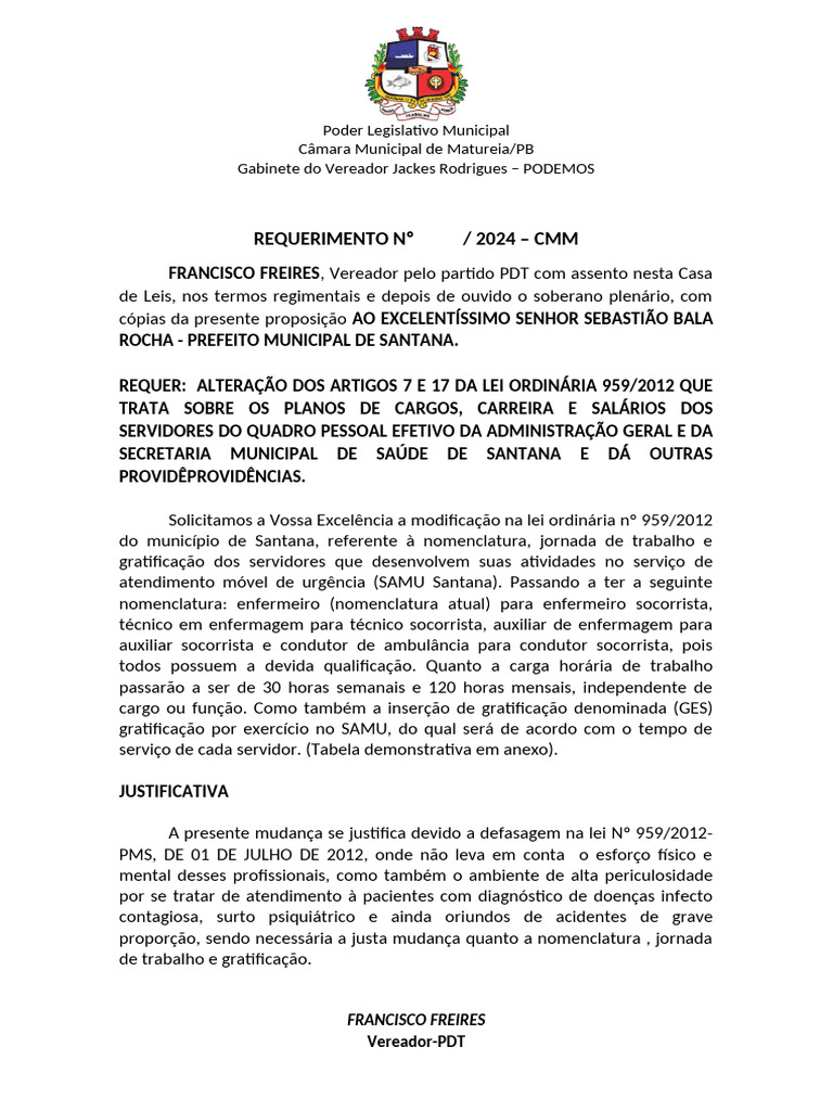 Alteração na Lei de Cargos em Santana | PDF | Finanças e Administração ...