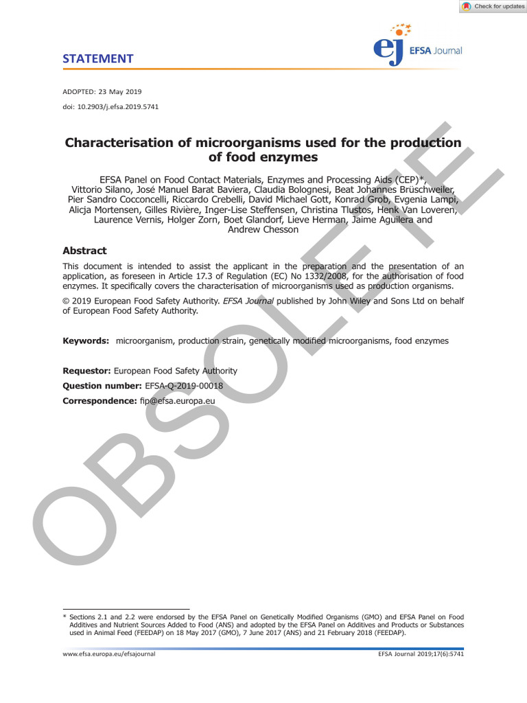 EFSA Journal - 2019 - Characterisation of Microorganisms Used For The ...