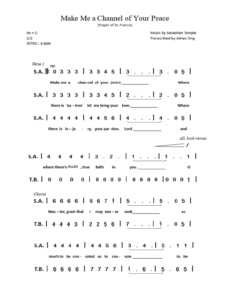 Make Me A Channel of Your Piece Not Angka SATB | PDF