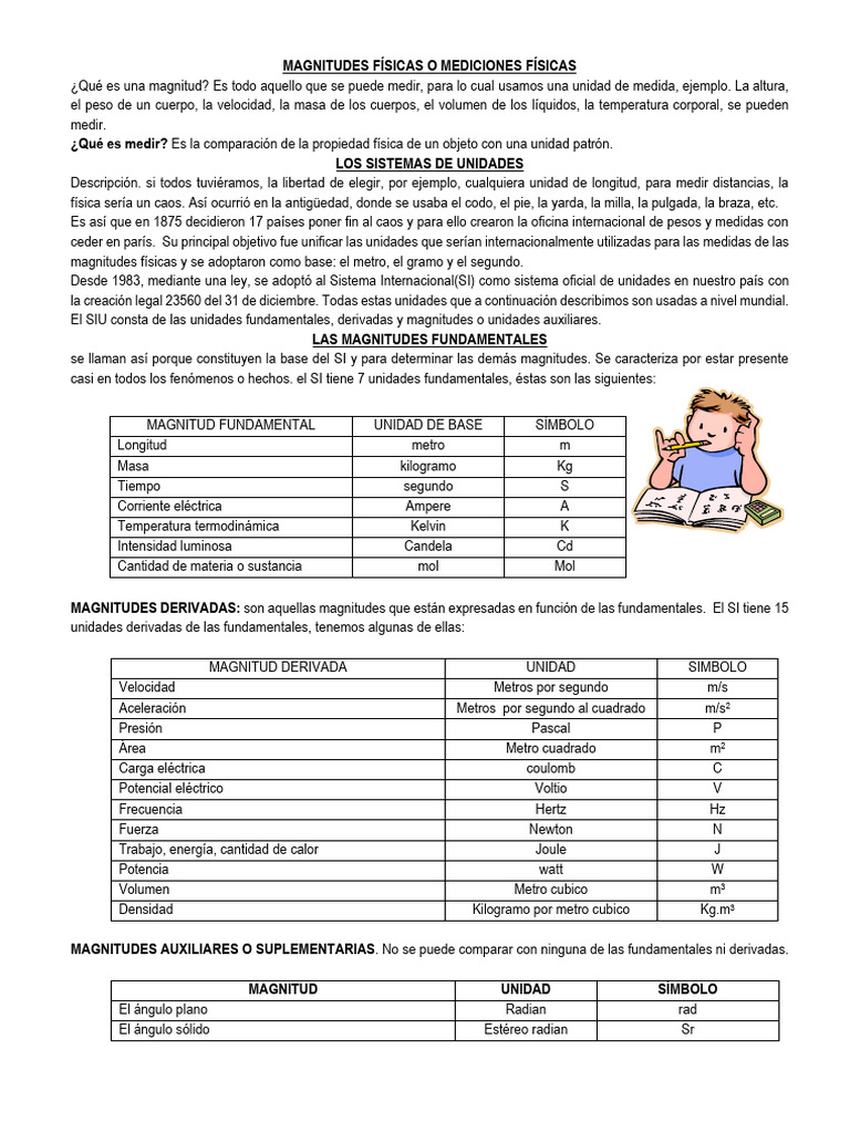 Magnitudes Físicas o Mediciones Físicas | PDF | Sistema Internacional de Unidades | Medición
