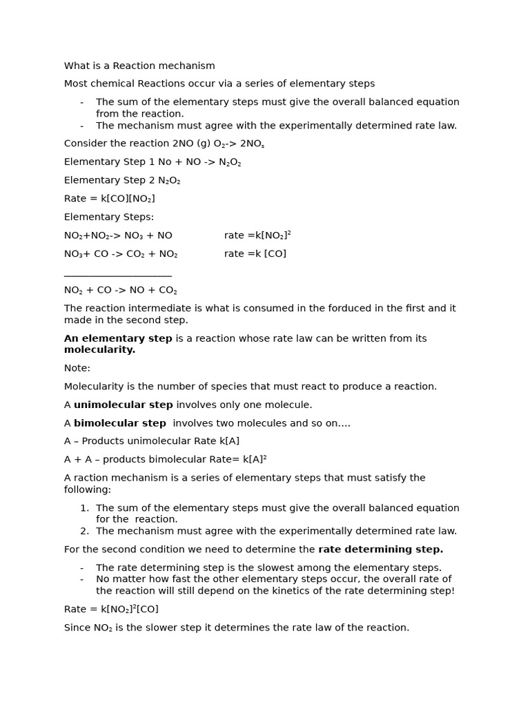 Reaction Mechanism Notes | PDF | Reaction Rate | Catalysis