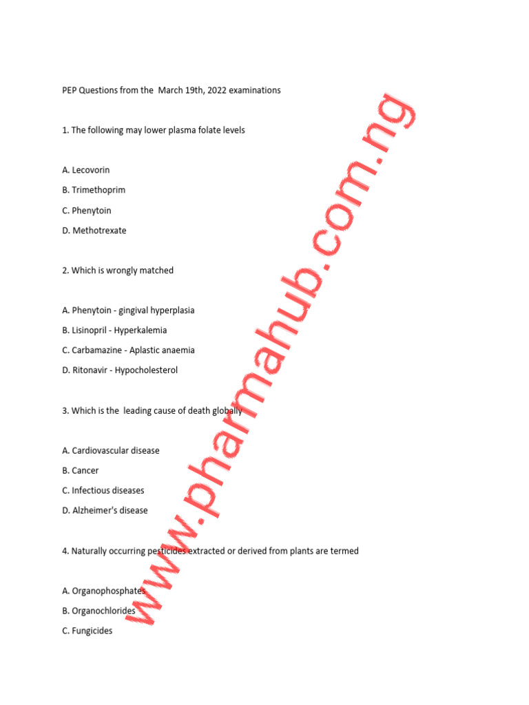 March 19th, 2022 PEP Questions | PDF | Clinical Medicine | Medical ...