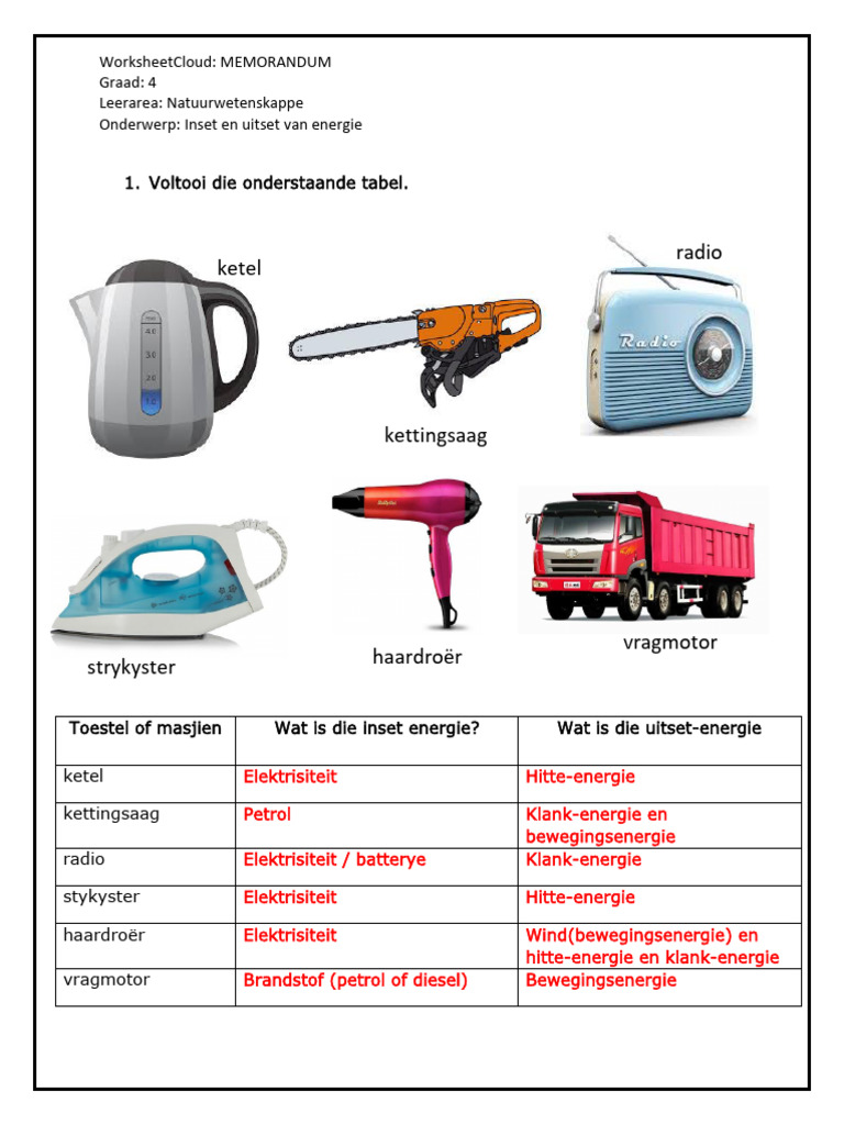 WSC Gr4 Natuurwetenskappe Inset en Uitset Van Energie Ws1 Memo1 | PDF