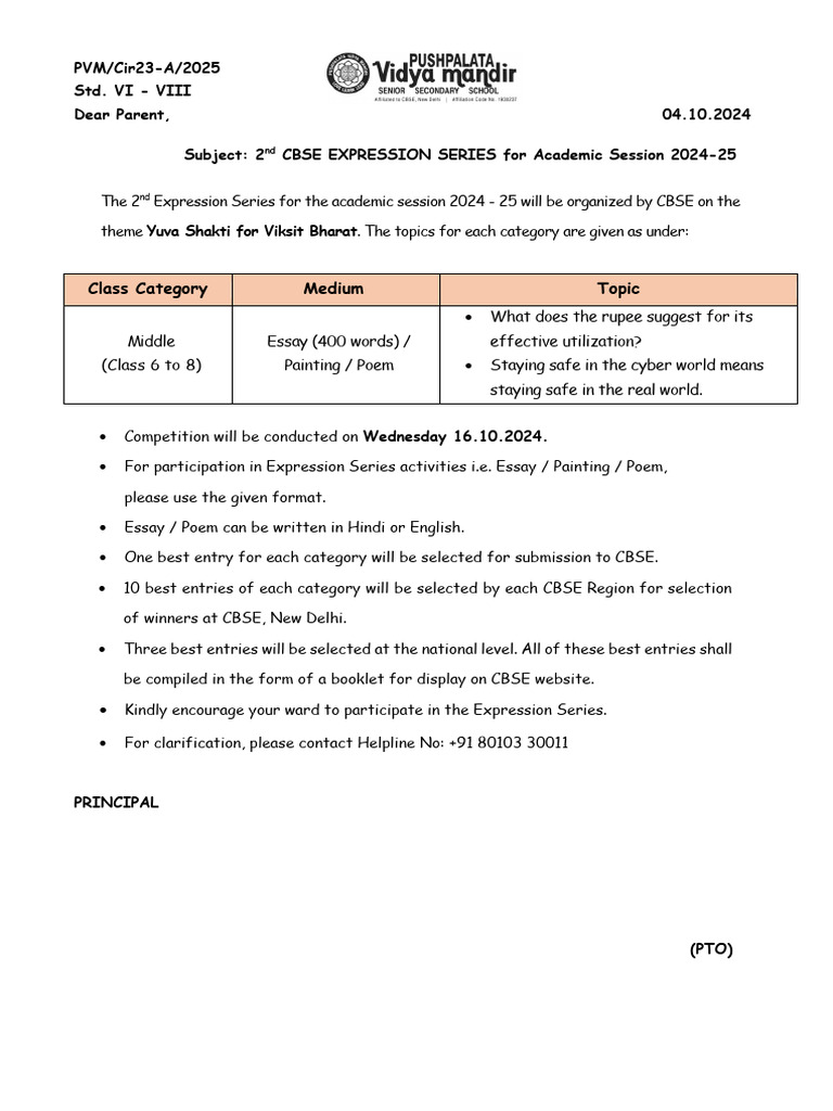 CBSE Expression Series 2024-25 Details | PDF