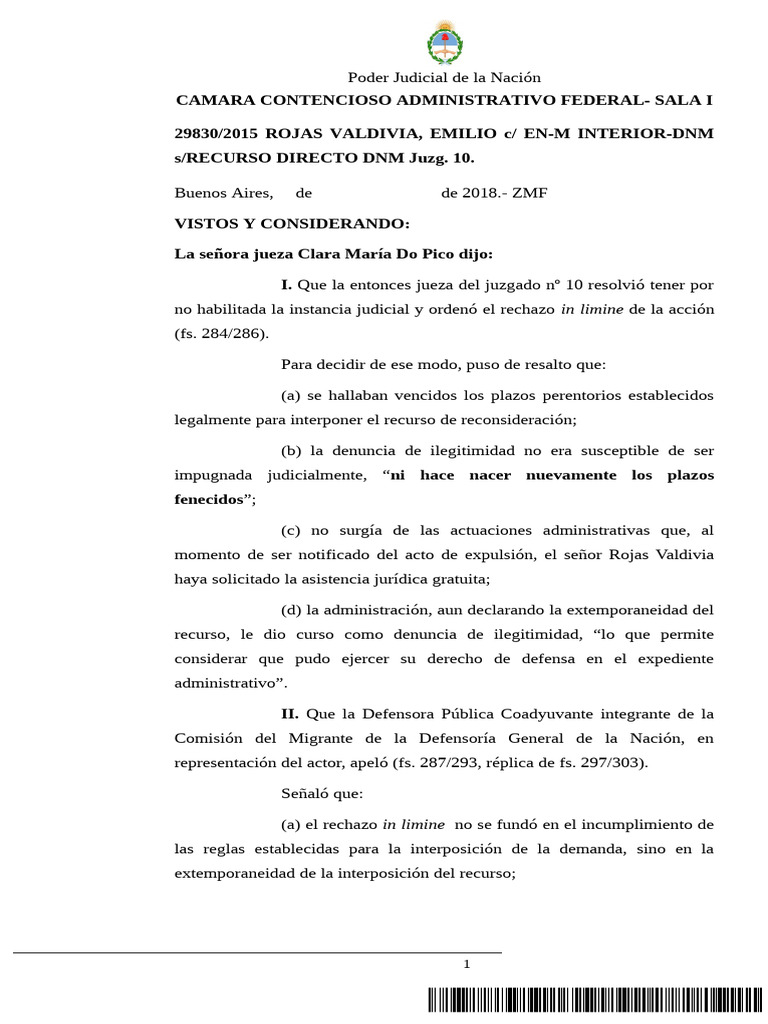 Rechazo de recurso de Emilio Rojas Valdivia | PDF | Sentencia (ley ...