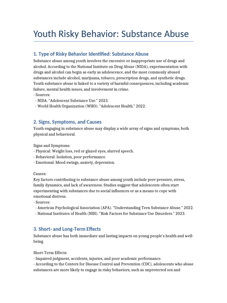Youth Risky Behavior Research | PDF | Substance Abuse | Adolescence