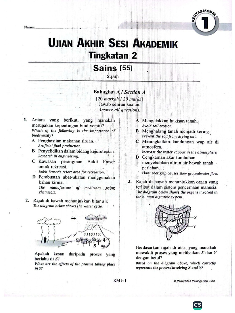Uasa Science Form 2 - Set 1 | PDF