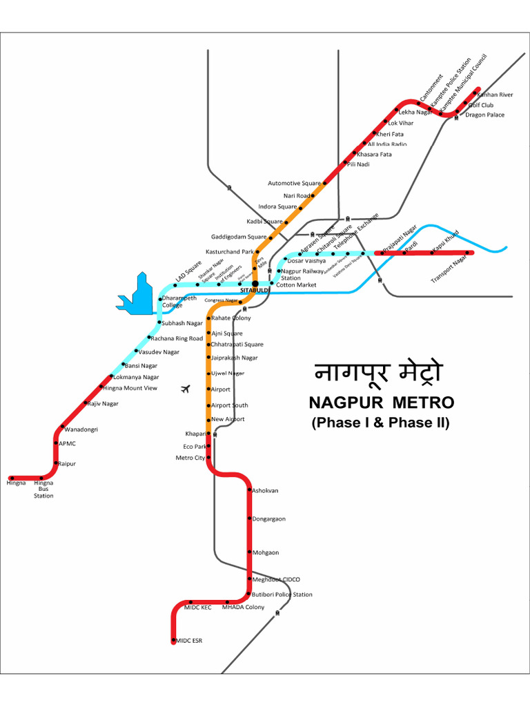 Nagpur Metro Station Map Overview | PDF | Rail Infrastructure | Land ...