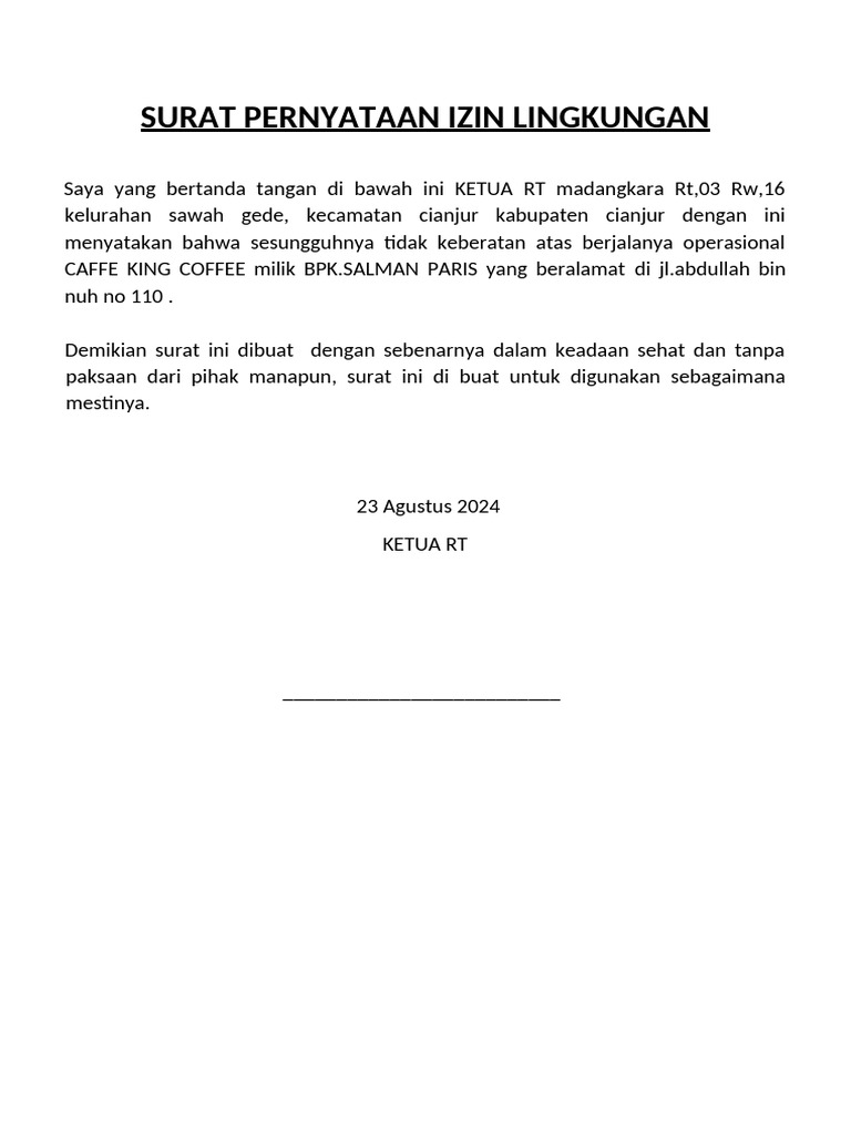 Surat Izin Lingkungan | PDF